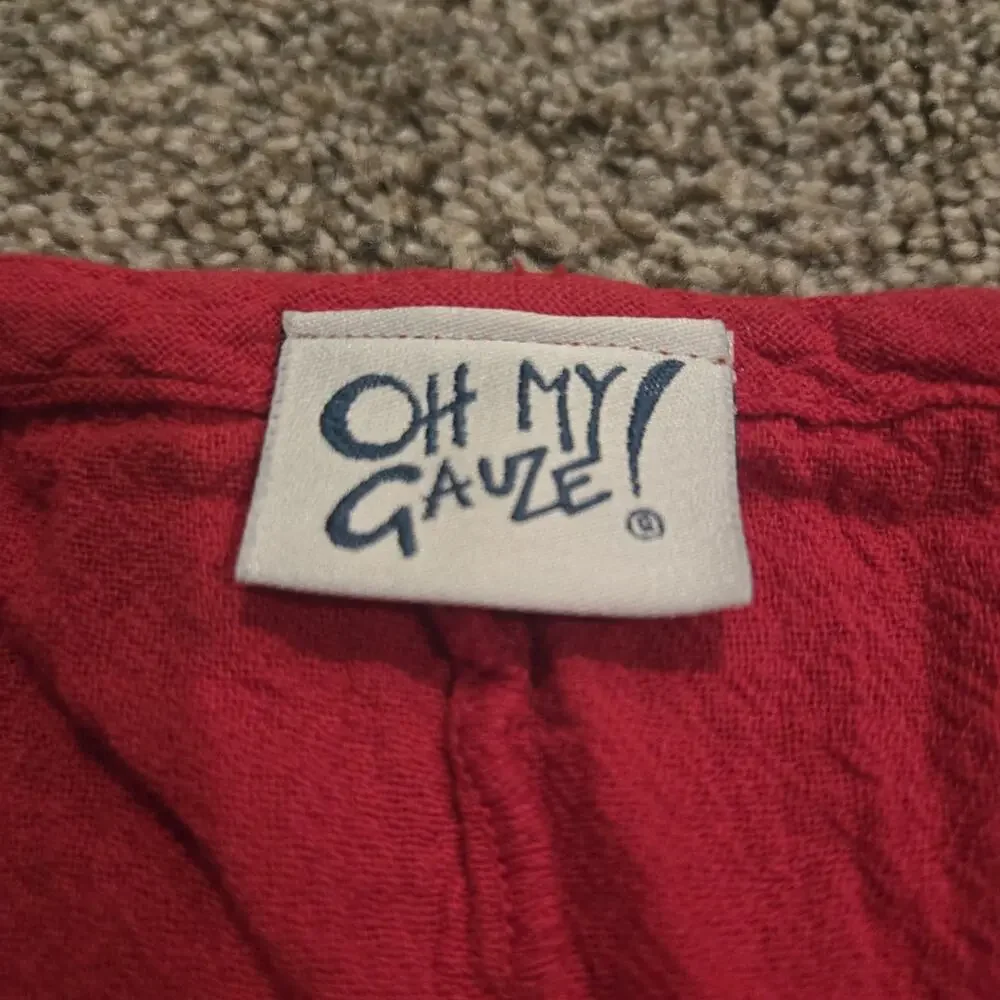 Oh My Gauze! | Tops | Oh My Gauze Galcier Red Layered Cotton Gauze ...